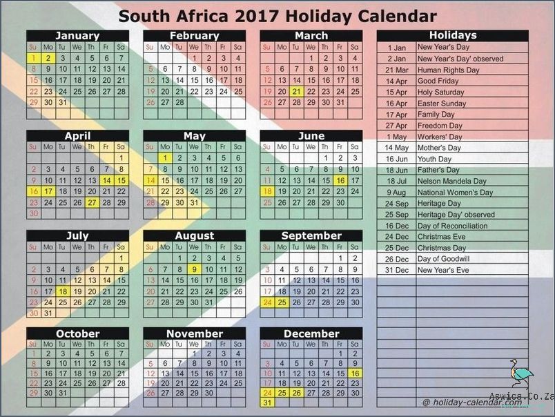 Discover All the South African Calendar Holidays! June 2026 - Aswica.Co.Za